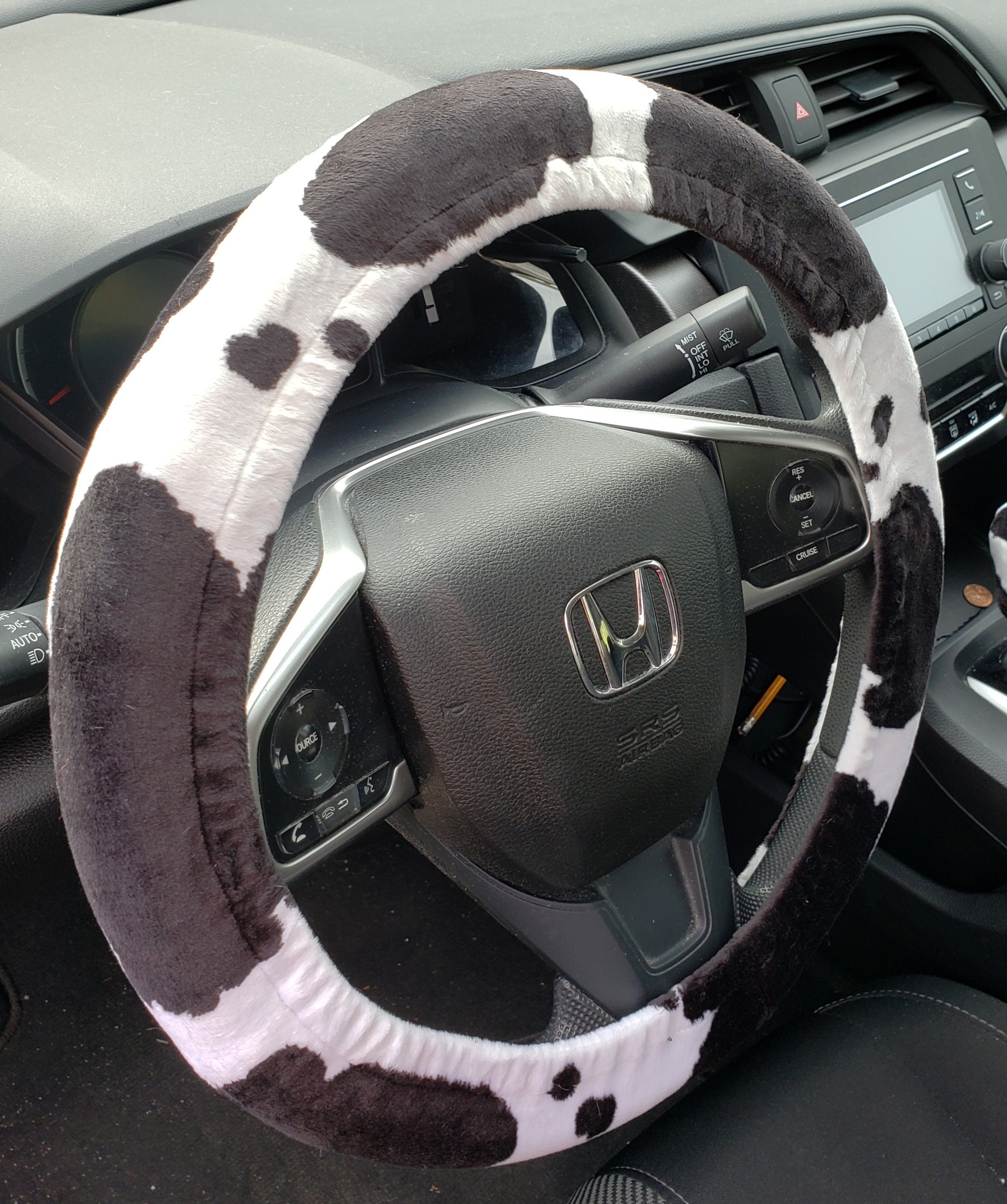 Soft and Plush Faux Cowhide Steering Wheel Cover - Car Accessories ...