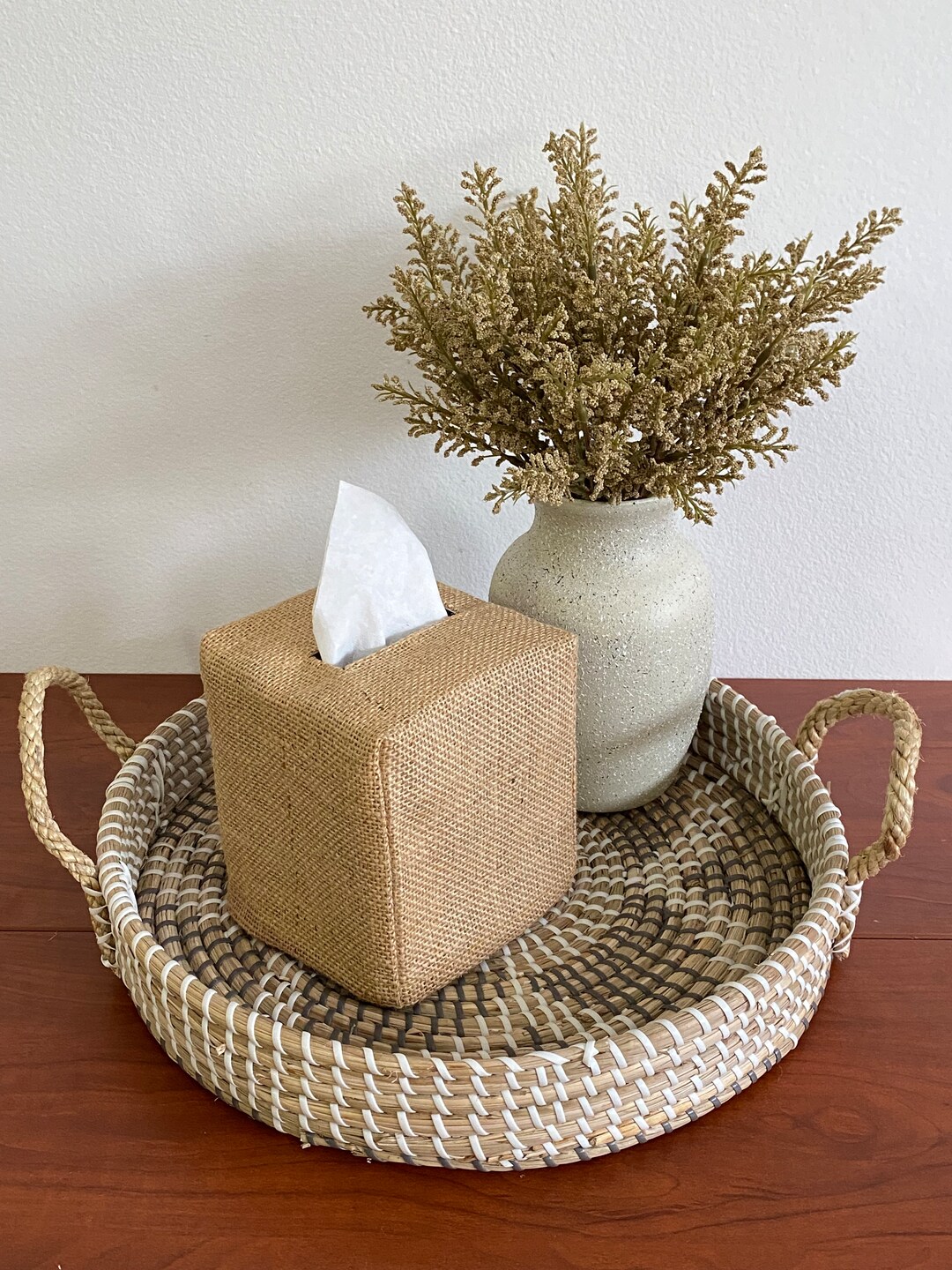 Burlap Tissue Box Cover. Square Tissue Box Cover. Tissue Box Cover ...
