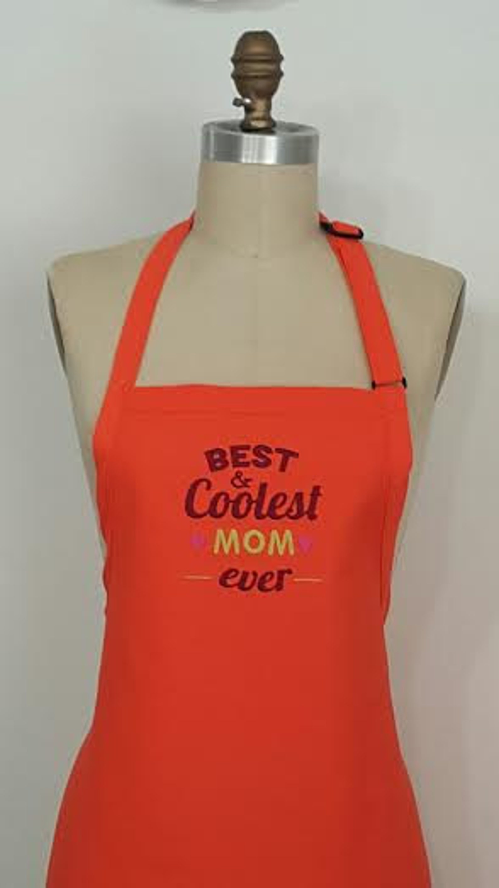 Best & Coolest Mom Ever Apron/ Mom Orange Apron / Monogrammed Apron ...