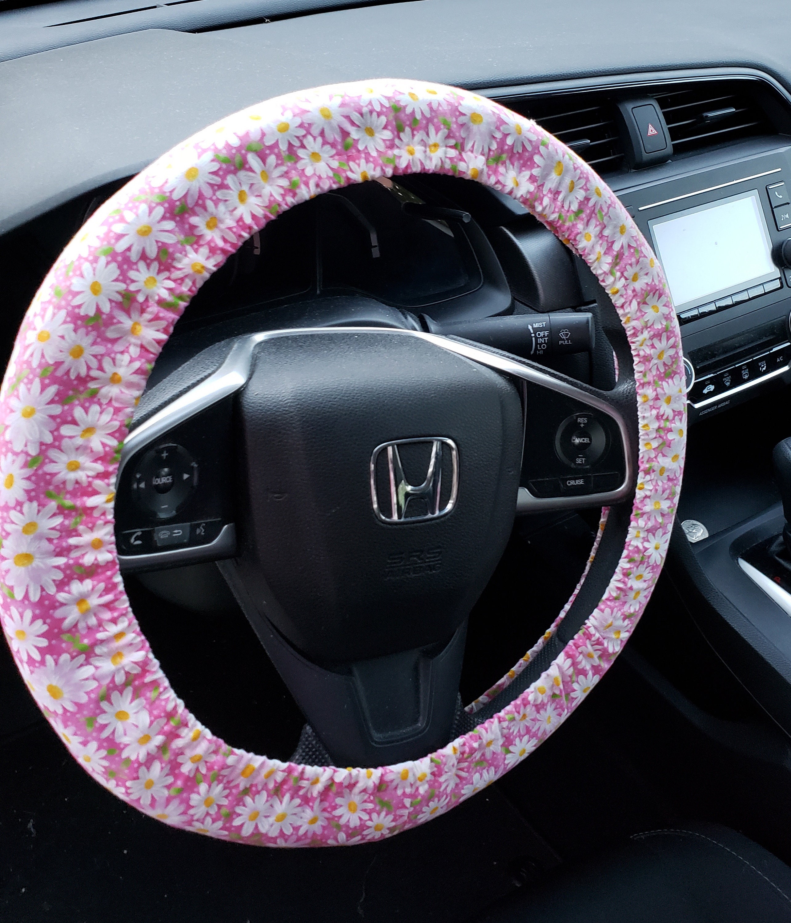 Daisies Steering Wheel Covers - Light Blue/light Pink/hotpink - Car ...