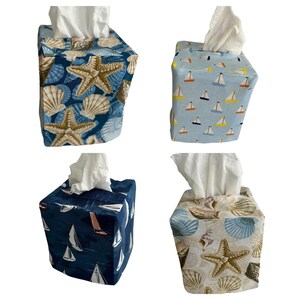 Ocean Theme Tissue Box Covers. Square Tissue Box Cover. Seashell Tissue ...
