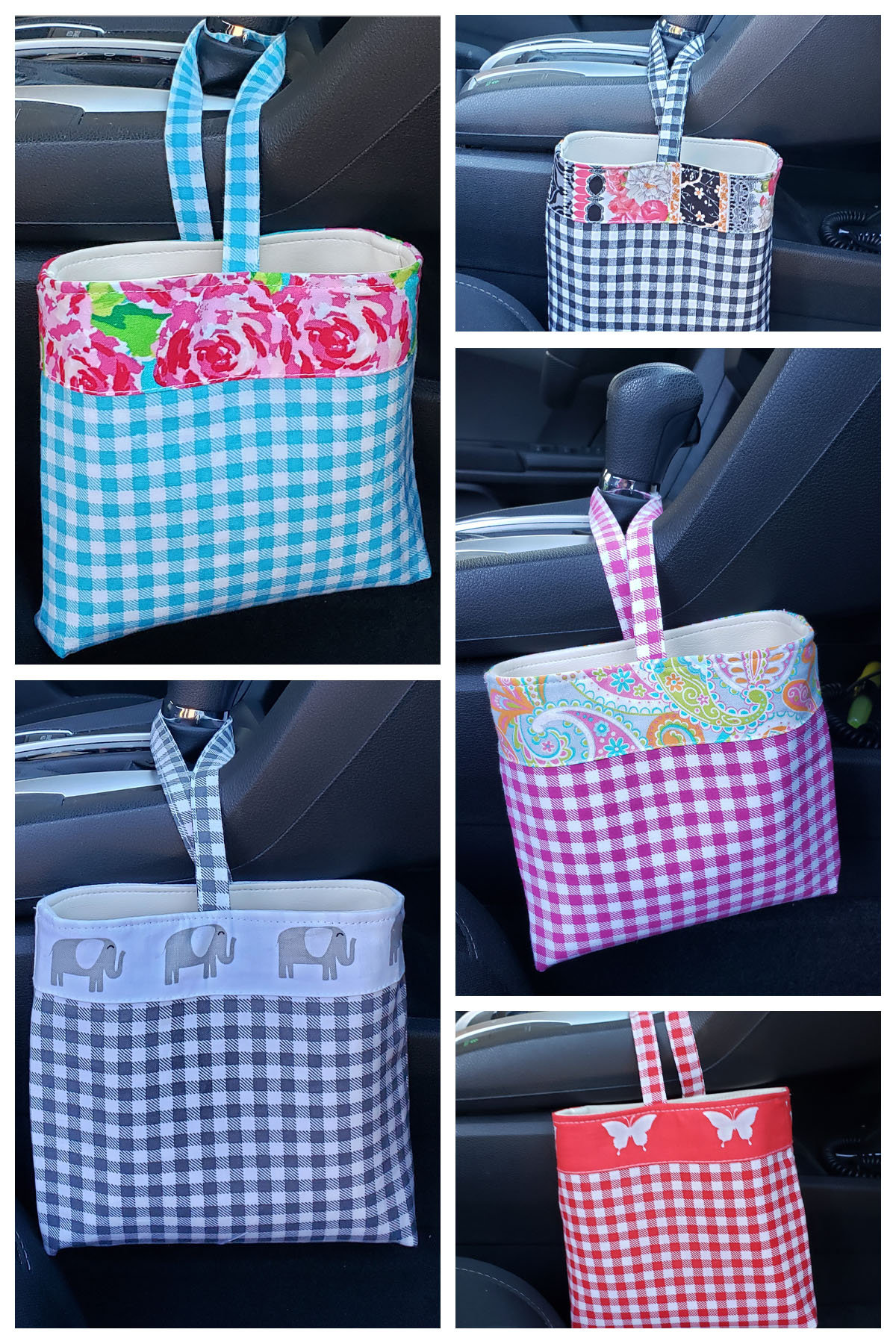 Gingham Pattern Trash Bags in Several Colors - Car Litter Bag - Car ...