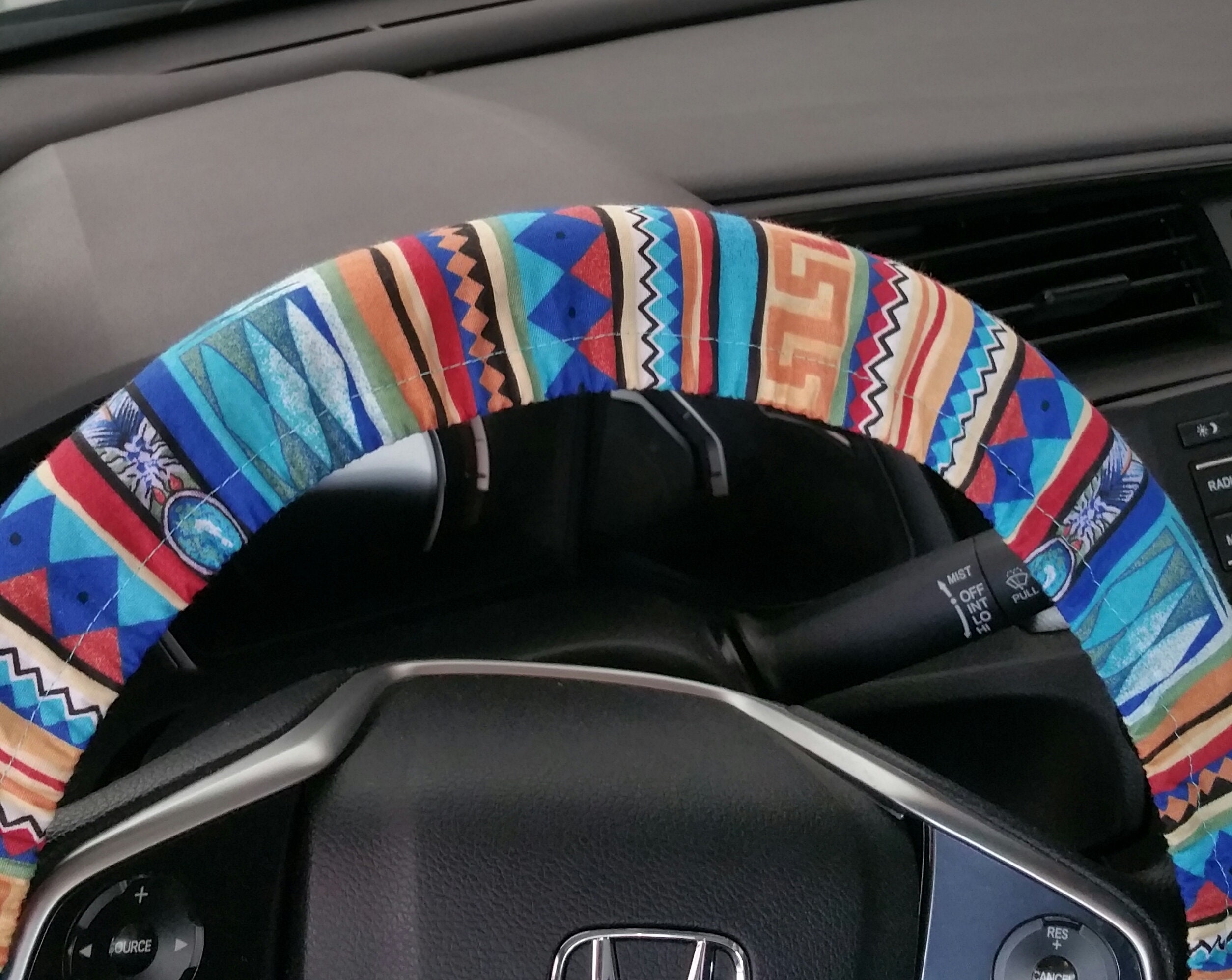 Steering Wheel Cover/ Tribal Blue and Brown Wheel Cover/ Car ...