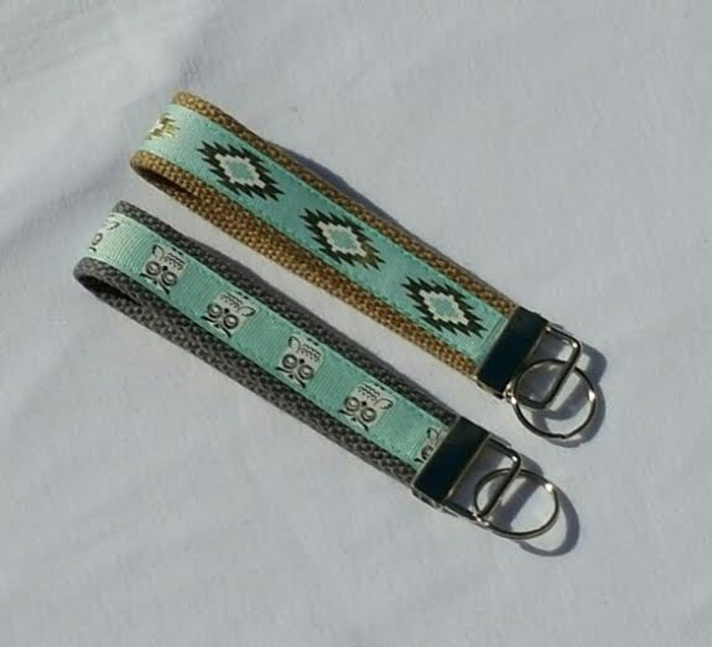 Aztec Key Fob Tribal Key Chain Coral Key Wristlet Mint - Etsy