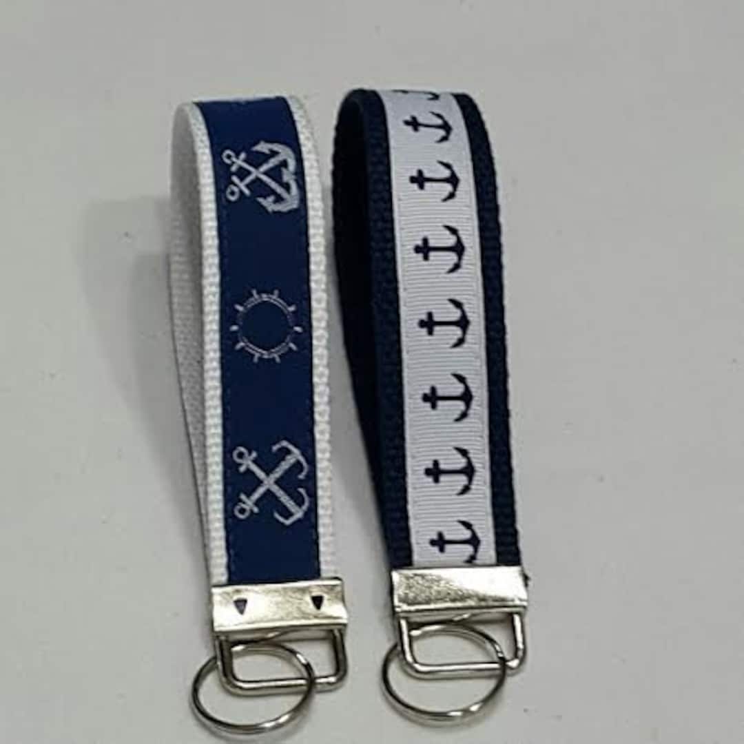 Nautical Key Fob -navy and White Key Chain - Anchor Key Wrist - Classic ...