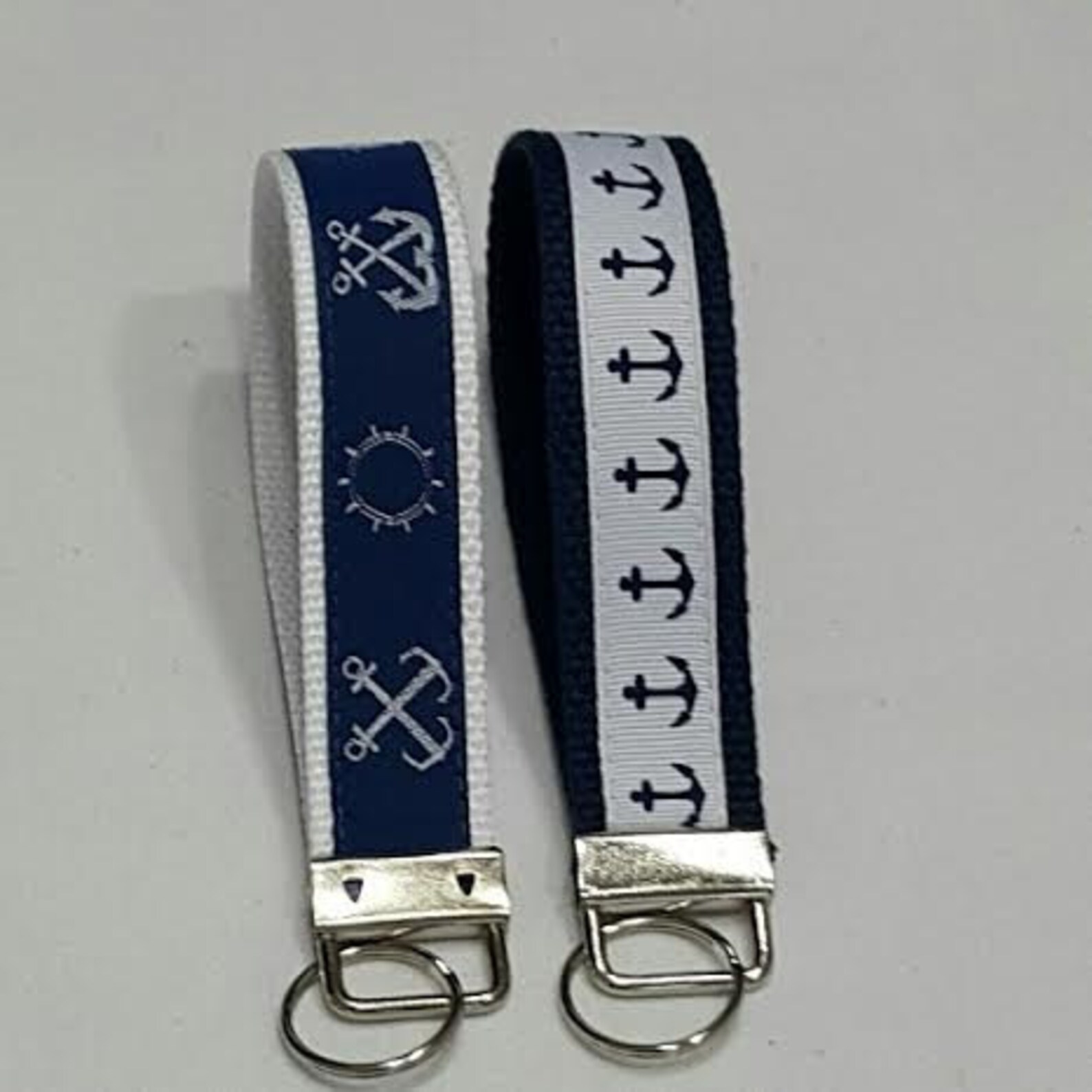 Nautical Key Fob navy and White Key Chain Anchor Key Wrist - Etsy