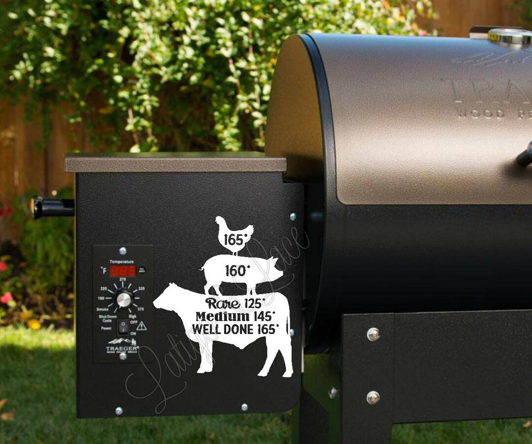 BBQ Grill Temperature Decal - Beef, Pork, Poultry. Cow, Pig, Chicken ...