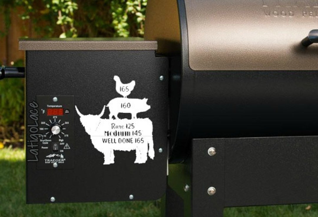 BBQ Grill Temperature Decal - Beef, Pork, Poultry. Cow, Pig, Chicken ...