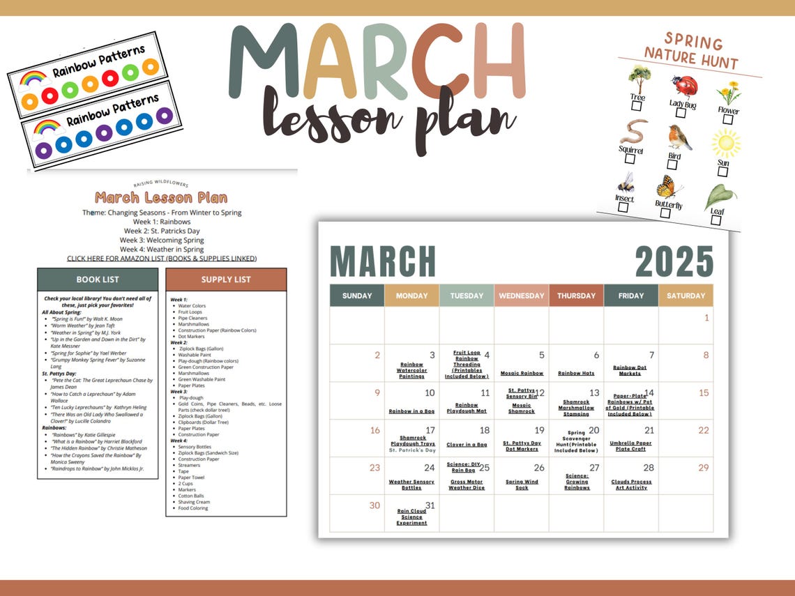 MARCH CURRICULUM / LESSON Plan Pre-k Preschool Toddler Arts & Crafts ...