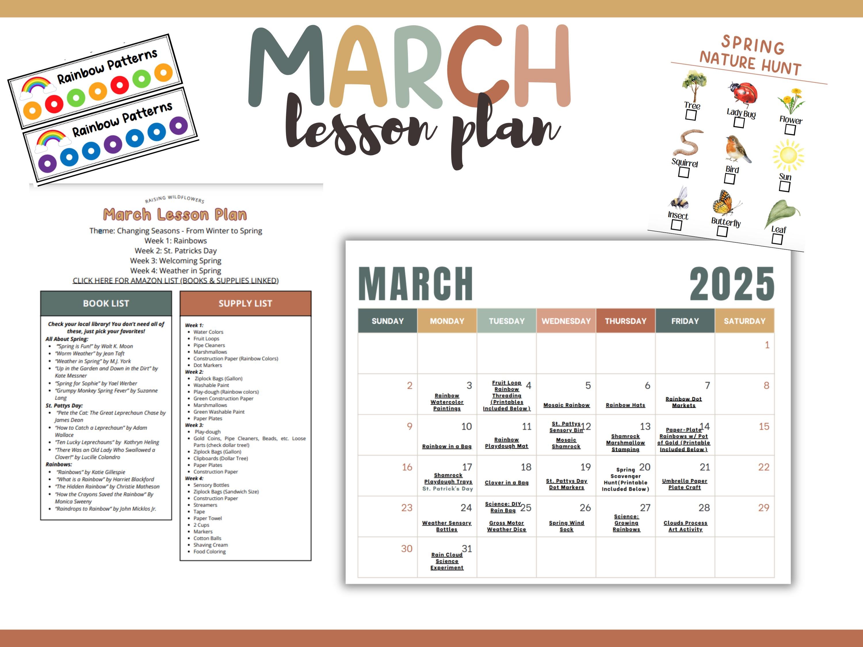 MARCH CURRICULUM / LESSON Plan Pre-k Preschool Toddler Arts & Crafts ...