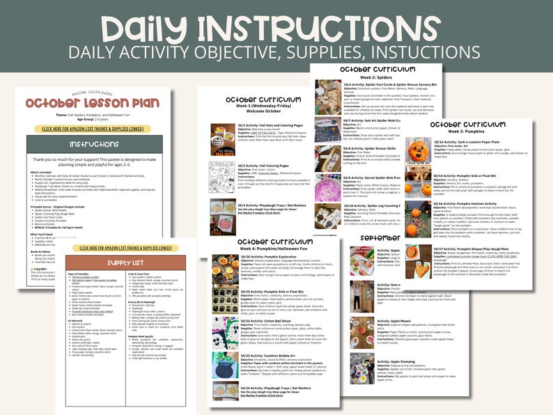 October Preschool Curriculum + Printables, Halloween, Fall Activities ...