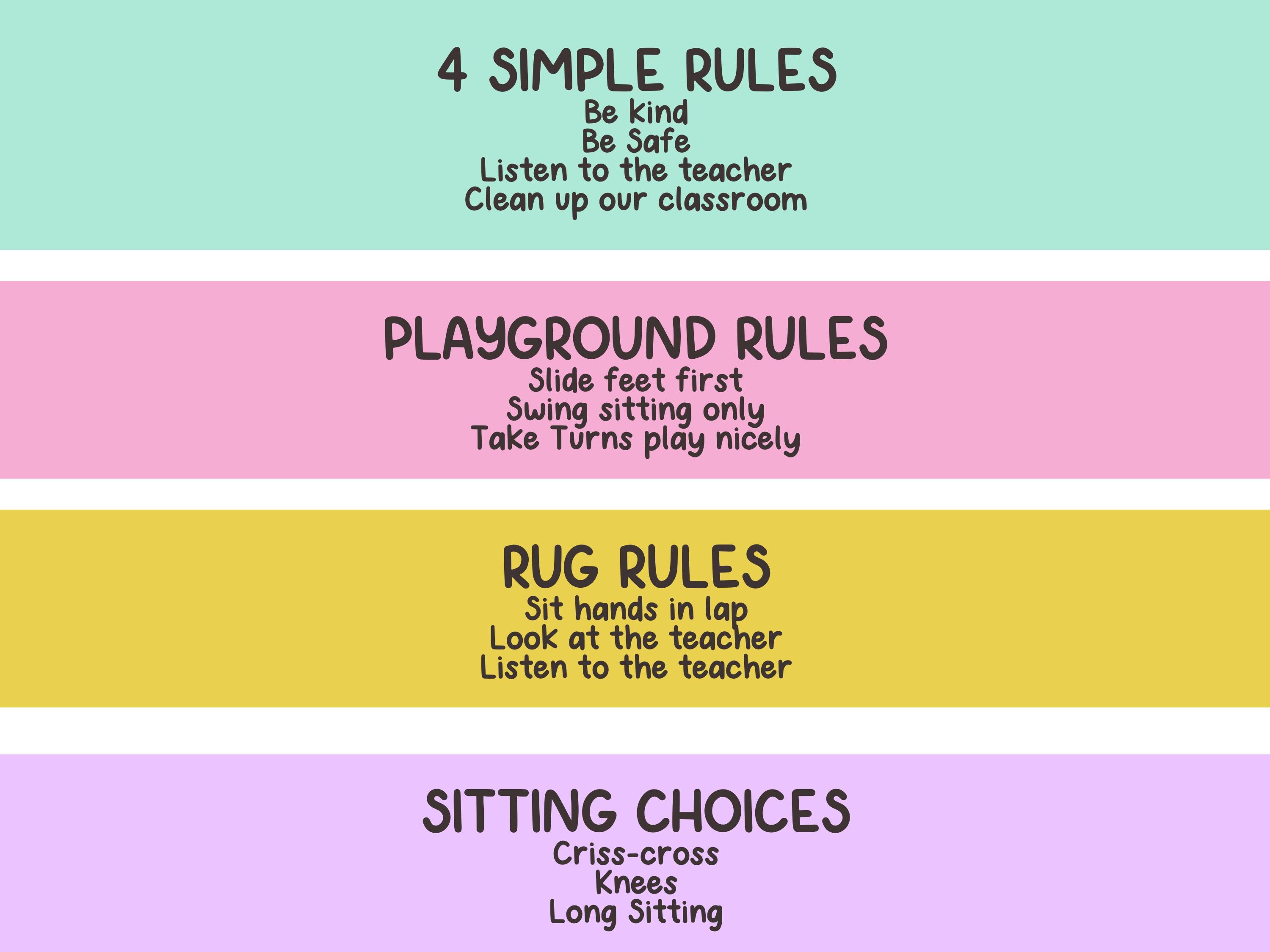 CLASSROOM RULES / Exceptions / Daycare / Preschool / Prek ...