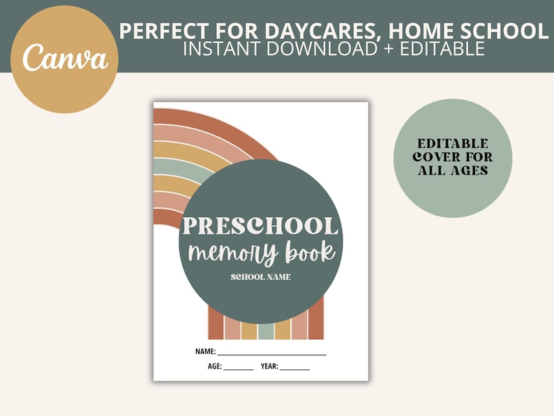 SCHOOL MEMORY BOOK, Preschool, Daycare, Homeschool, Canva Template ...