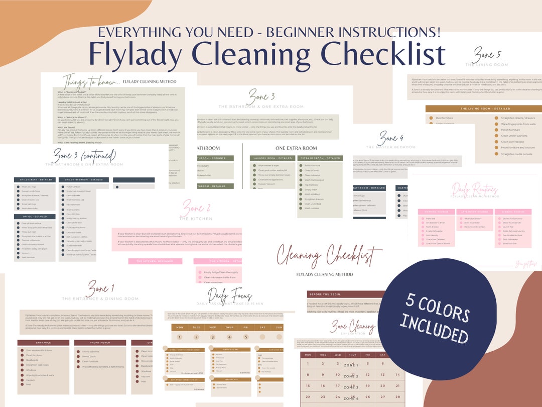 Flylady Cleaning Method Checklists / 11 Pages / With Instructions / 5 ...