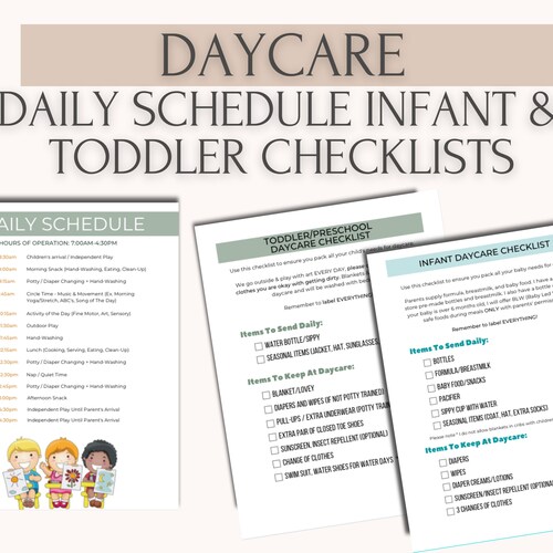 Toddler Schedule. Editable File. Daycare Childcare Home Care - Etsy