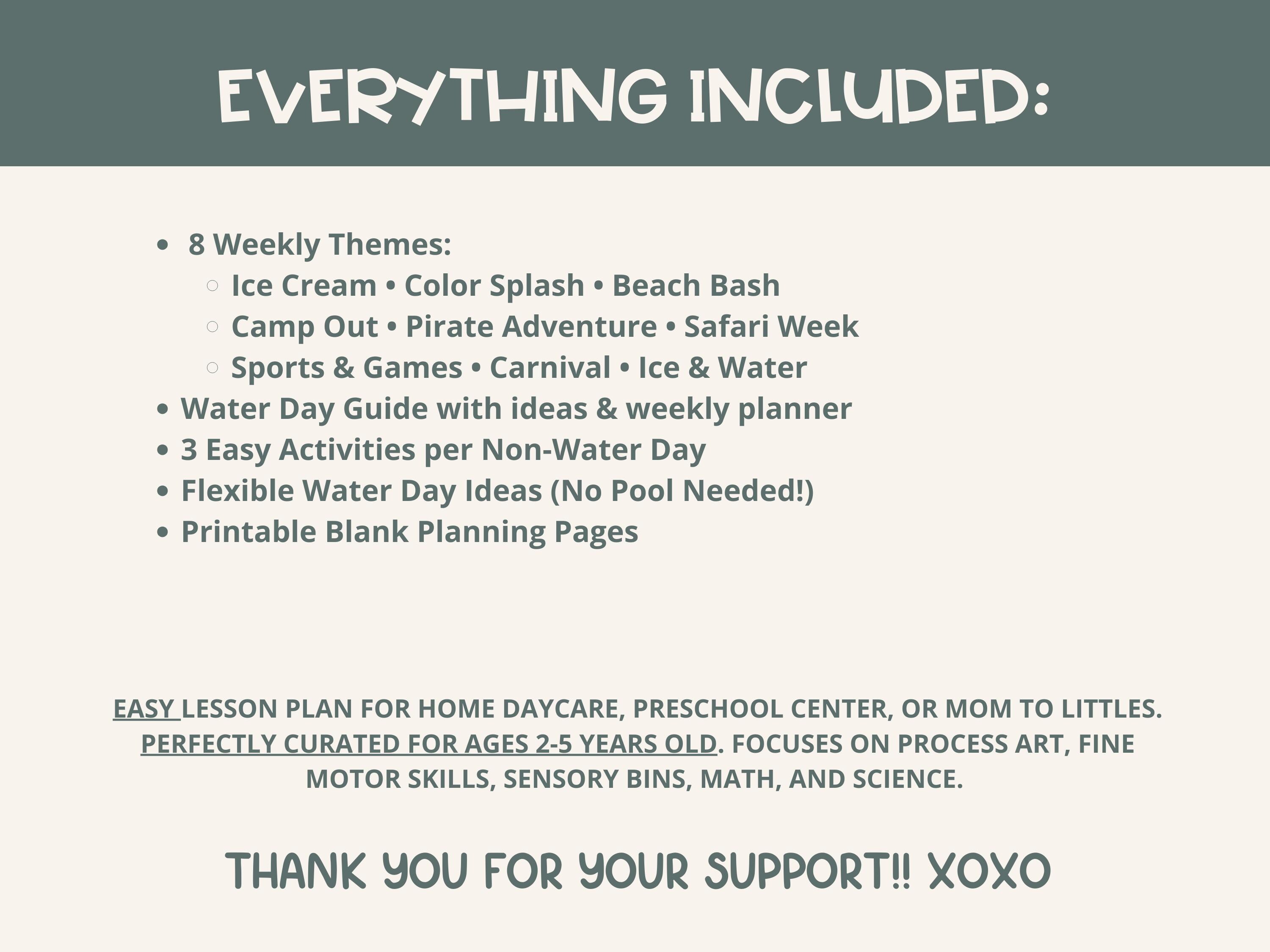 Preschool Summer Camp Curriculum, Home Daycare Summer Activities ...