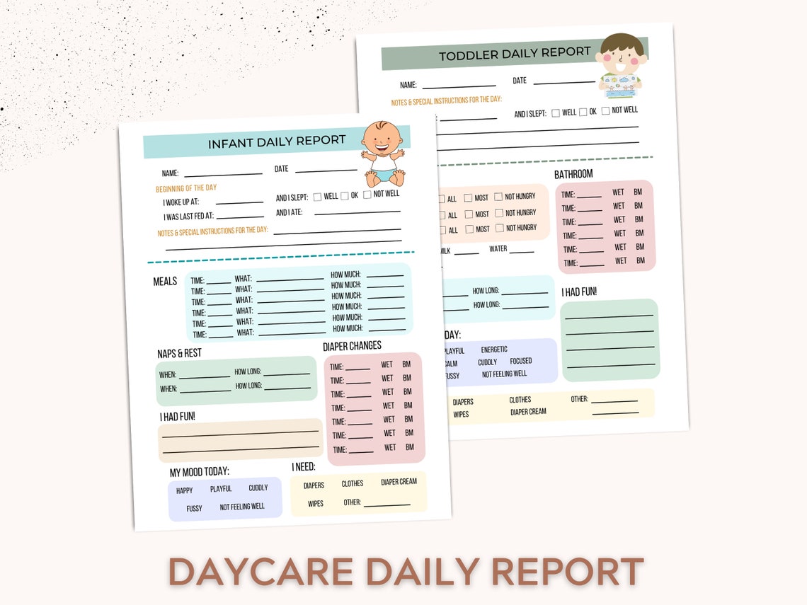 Toddler Report, Infant Report, Daily Toddler and Baby Schedule for ...