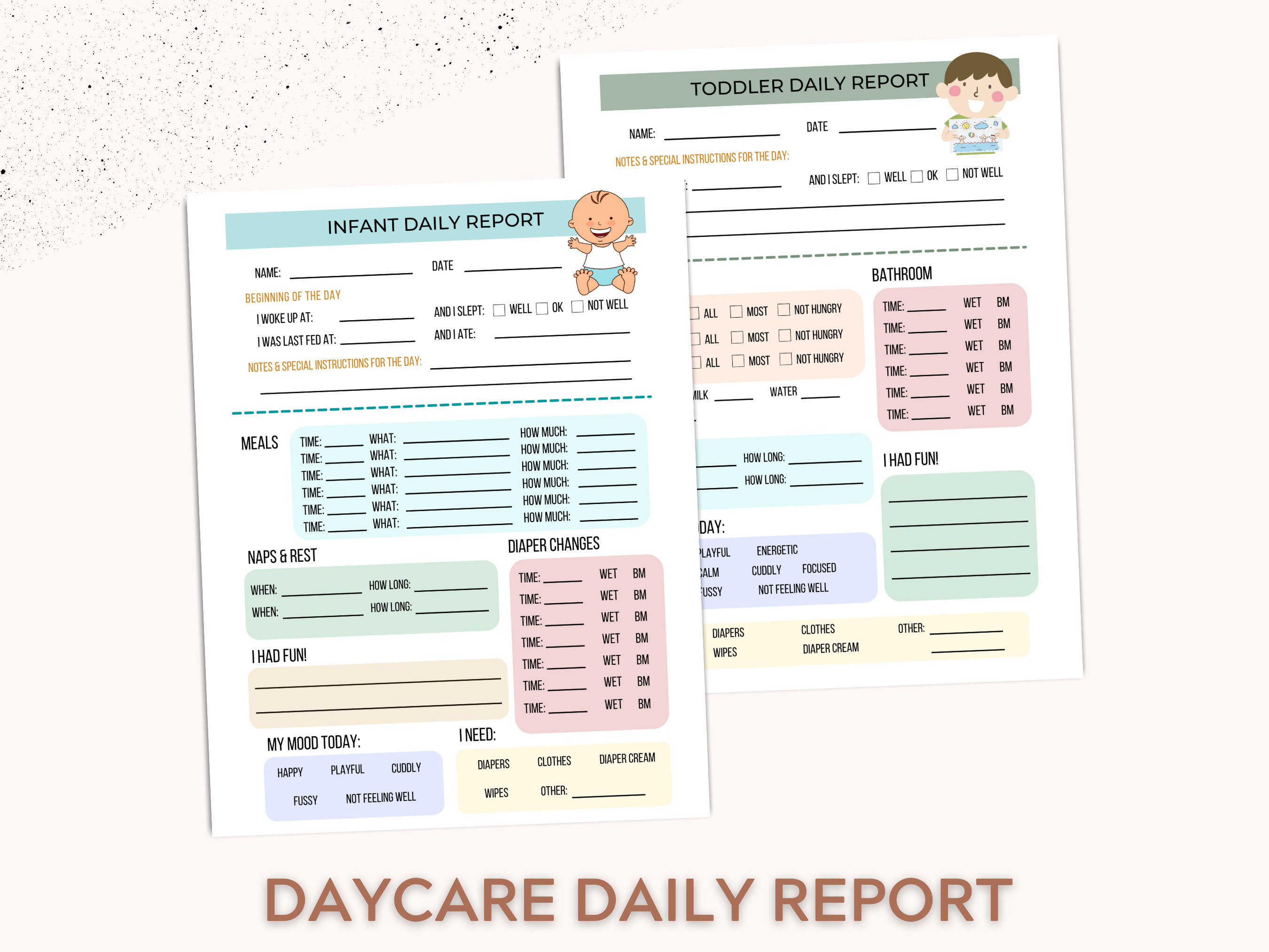 Toddler Report, Infant Report, Daily Toddler and Baby Schedule for ...