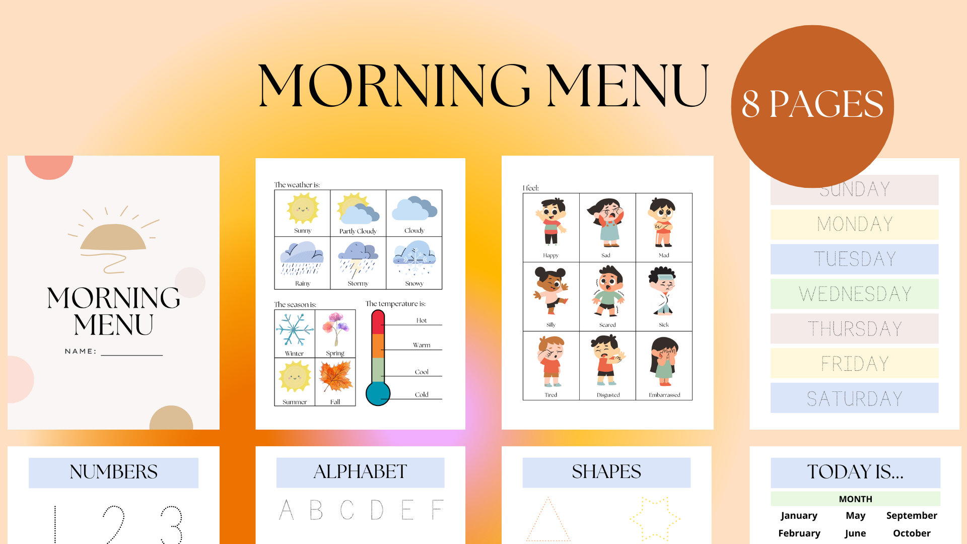 MORNING MENU PRESCHOOL | Homeschool, Prek, Kindergarten Prep, Circle ...