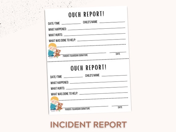 Incident Report Accident Report Ouch Report Boo-boo Report. - Etsy