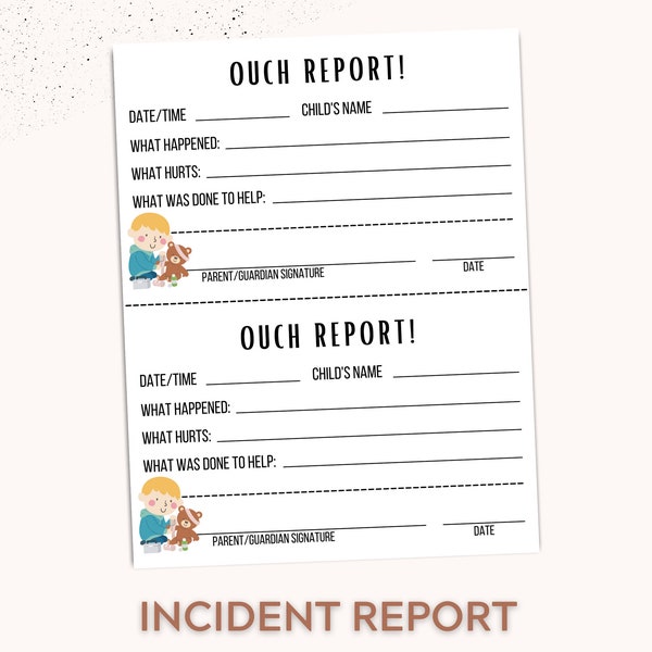 Daycare Ouch Report - Etsy