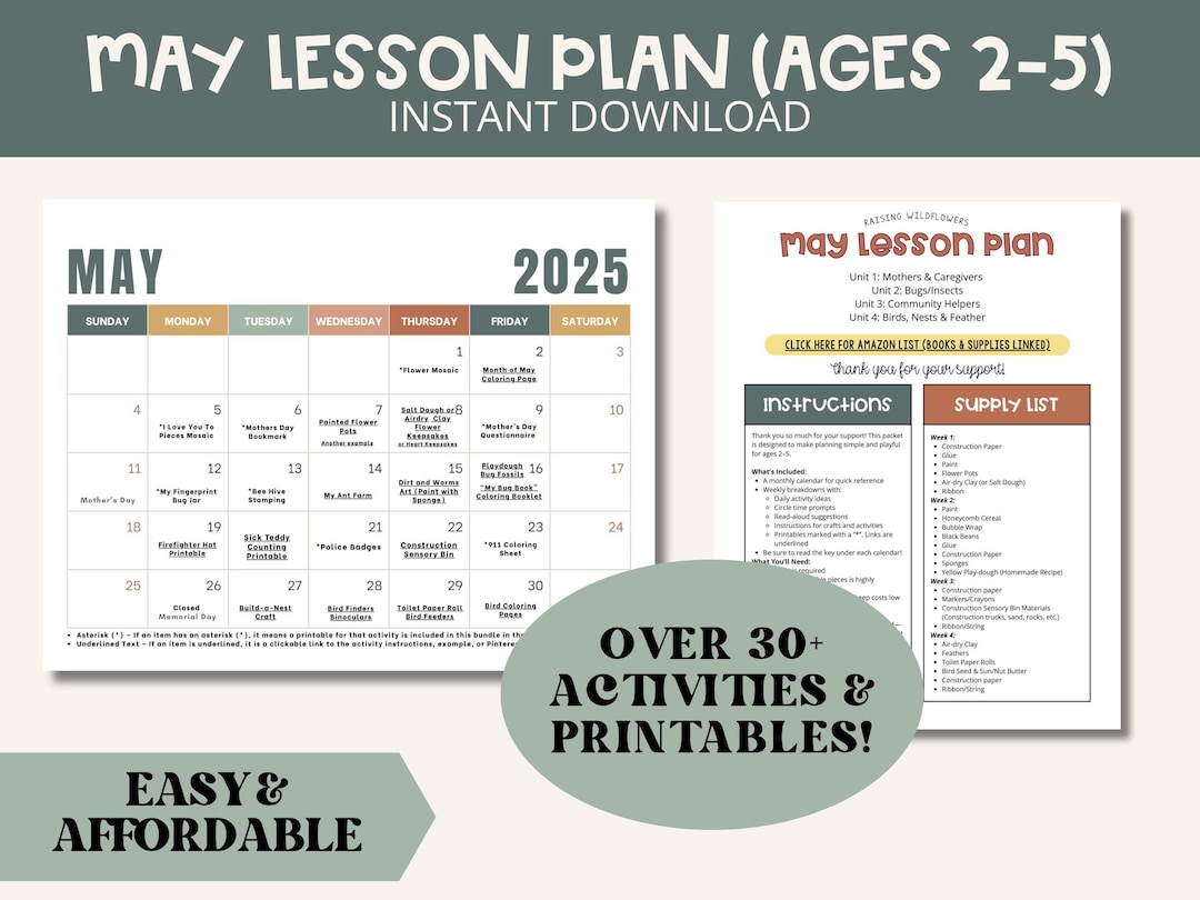 MAY CURRICULUM / LESSON Plan Home Daycare Pre-k Preschool Toddler Craft ...