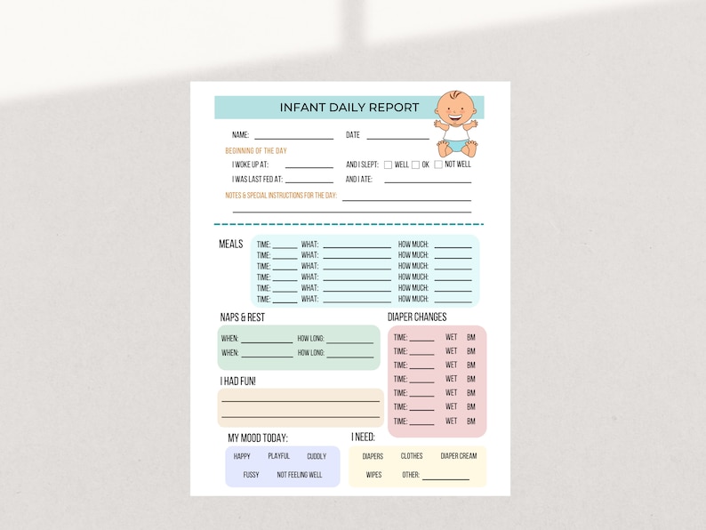 Toddler Report, Infant Report, Daily Toddler and Baby Schedule for ...