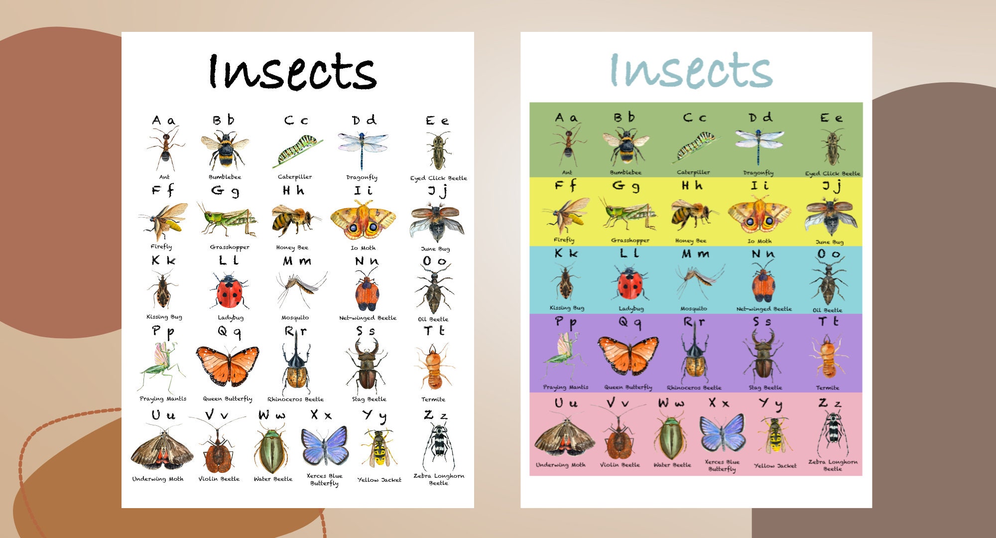INSECTS ABC POSTERS / Montessori / Daycare / Preschool / Homeschool ...