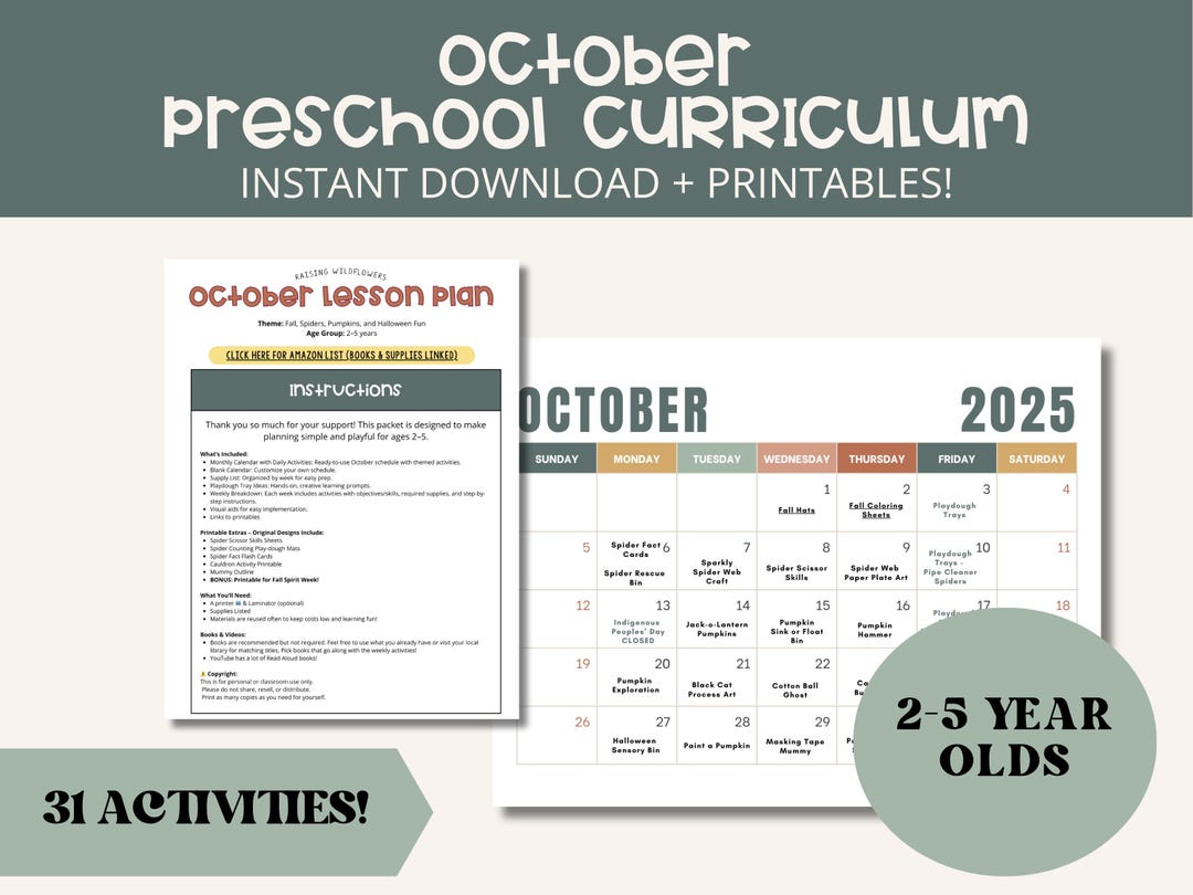 October Preschool Curriculum + Printables, Halloween, Fall Activities ...