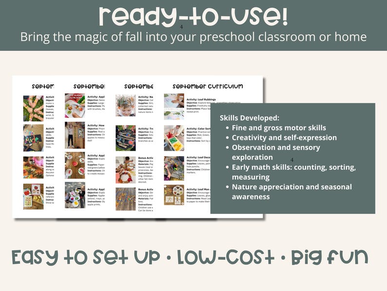 September Preschool Curriculum, Nature & Fall-themed Activities for 2-5 ...