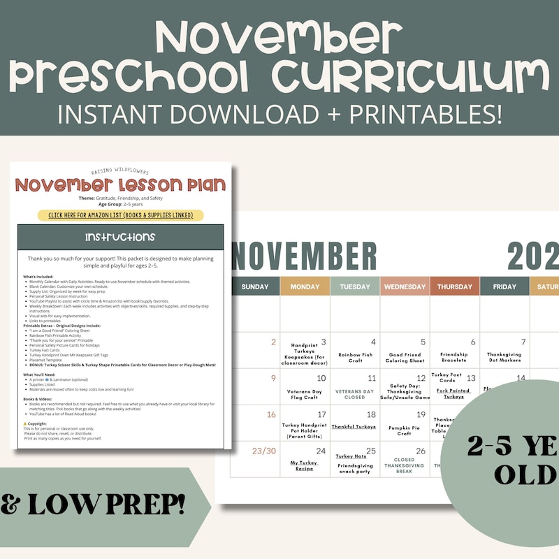 November Activities for Toddler - Etsy