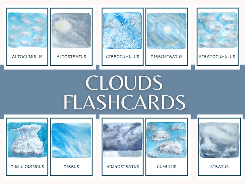 CLOUD TYPES Flashcards & Posters / Montessori / Educational / Daycare ...