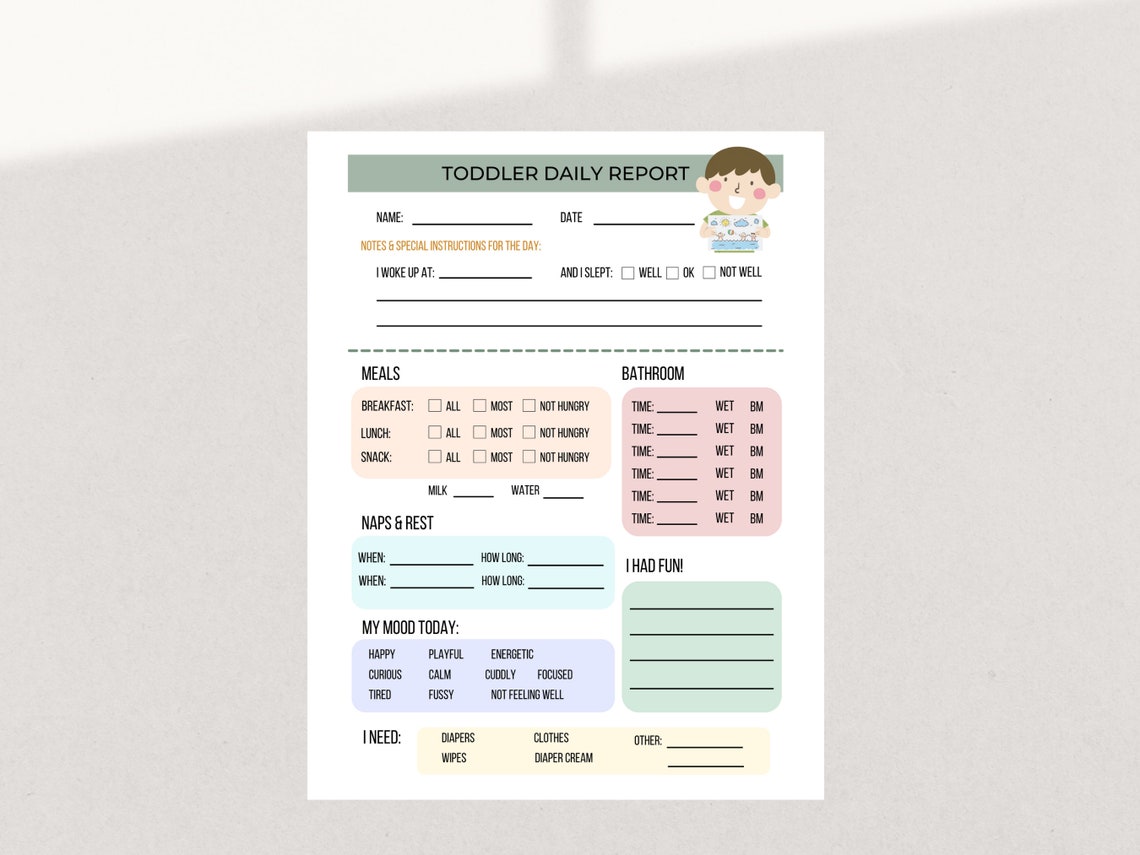 Toddler Report, Infant Report, Daily Toddler and Baby Schedule for ...