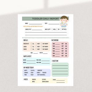 Toddler Report, Infant Report, Daily Toddler and Baby Schedule for ...