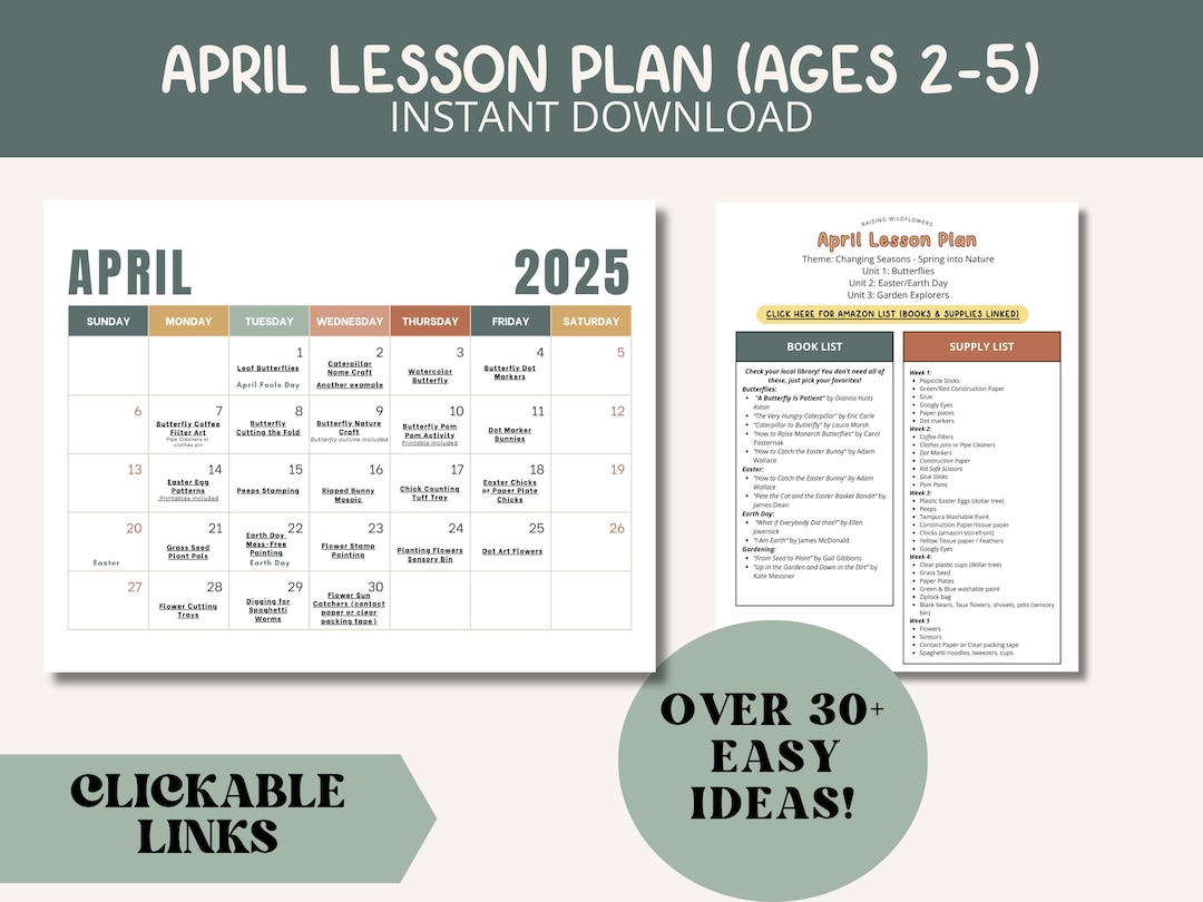 APRIL CURRICULUM / LESSON Plan Home Daycare Pre-k Preschool Toddler ...