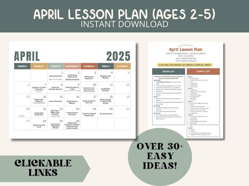 APRIL CURRICULUM / LESSON Plan Home Daycare Pre-k Preschool Toddler ...