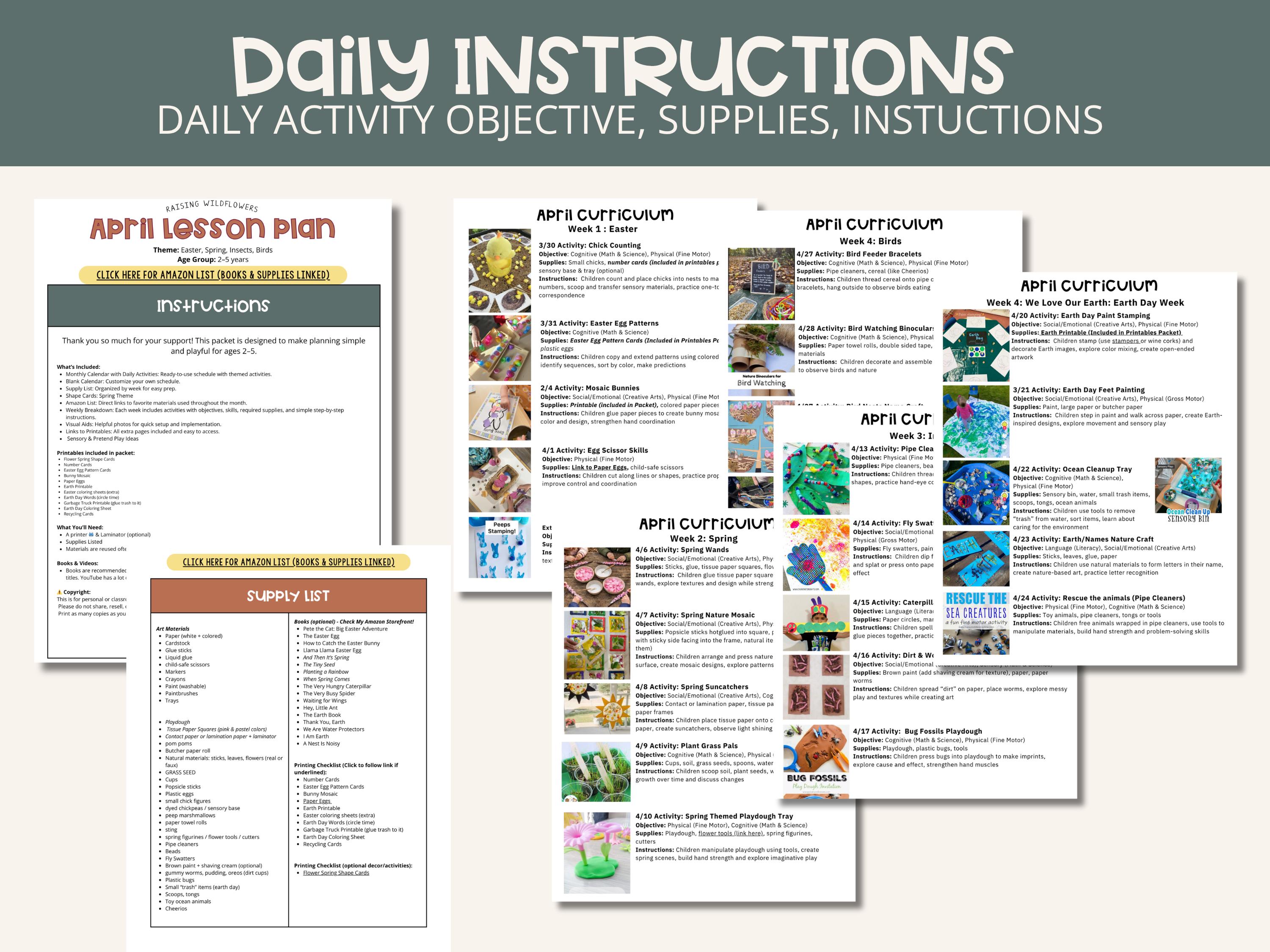 APRIL Preschool Curriculum / Daycare / Preschool / Prek / Lesson Plan ...