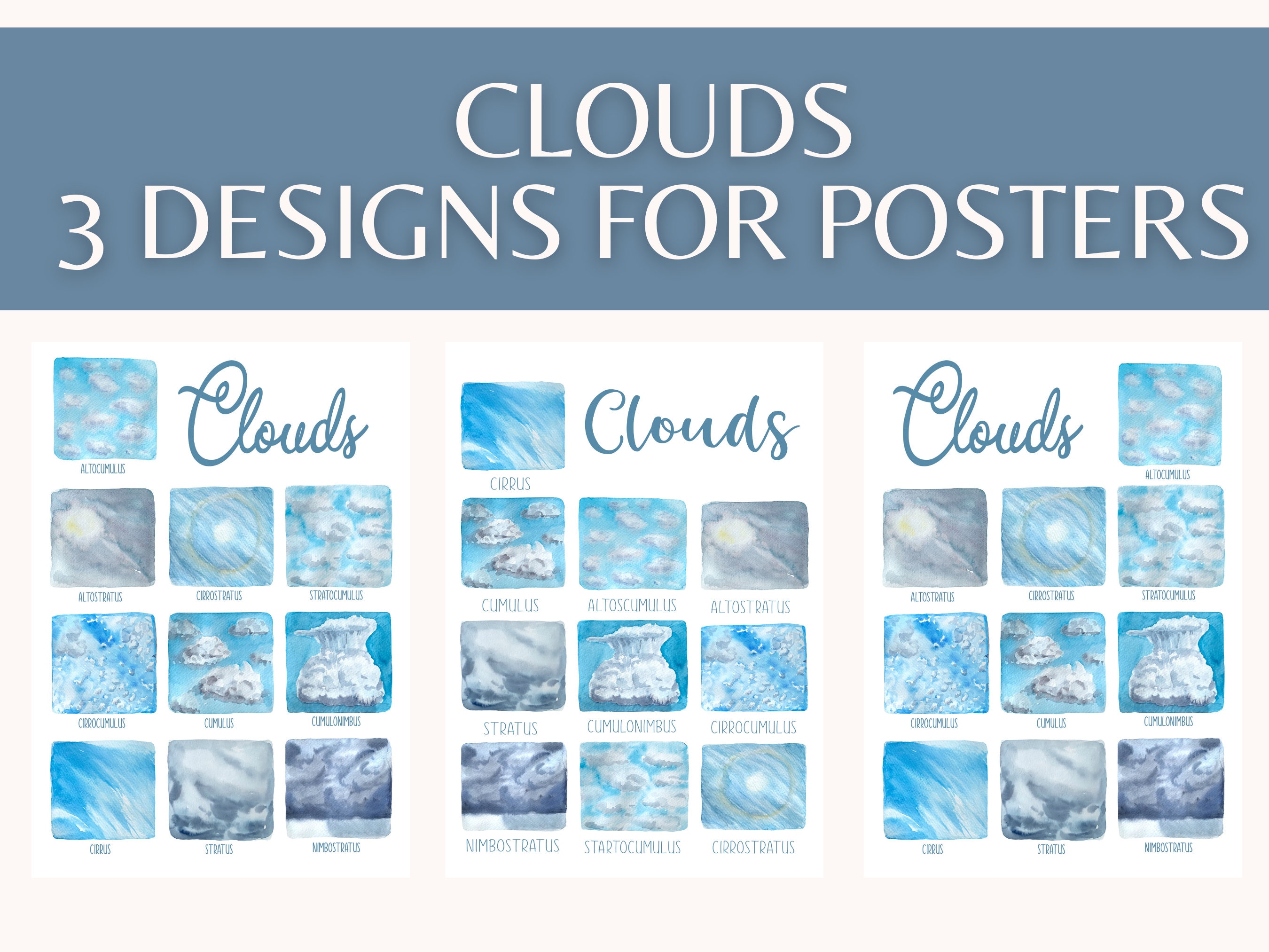 CLOUD TYPES Flashcards & Posters / Montessori / Educational / Daycare ...