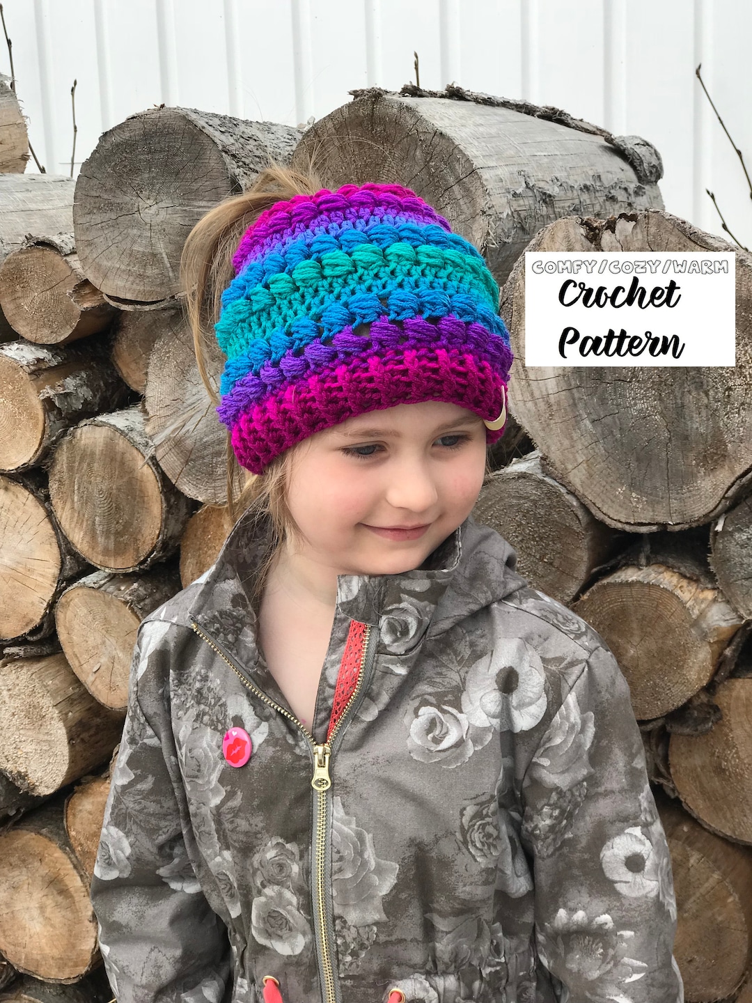 Quinn Beanie & Messy Bun Hat Crochet PATTERN ONLY Child Adult Size - Etsy