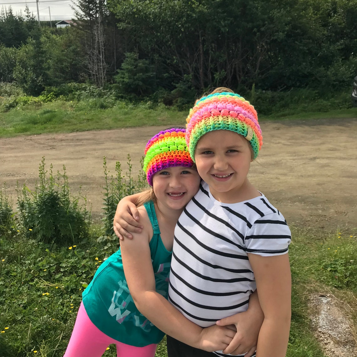 Quinn Beanie & Messy Bun Hat Crochet PATTERN ONLY Child - Etsy