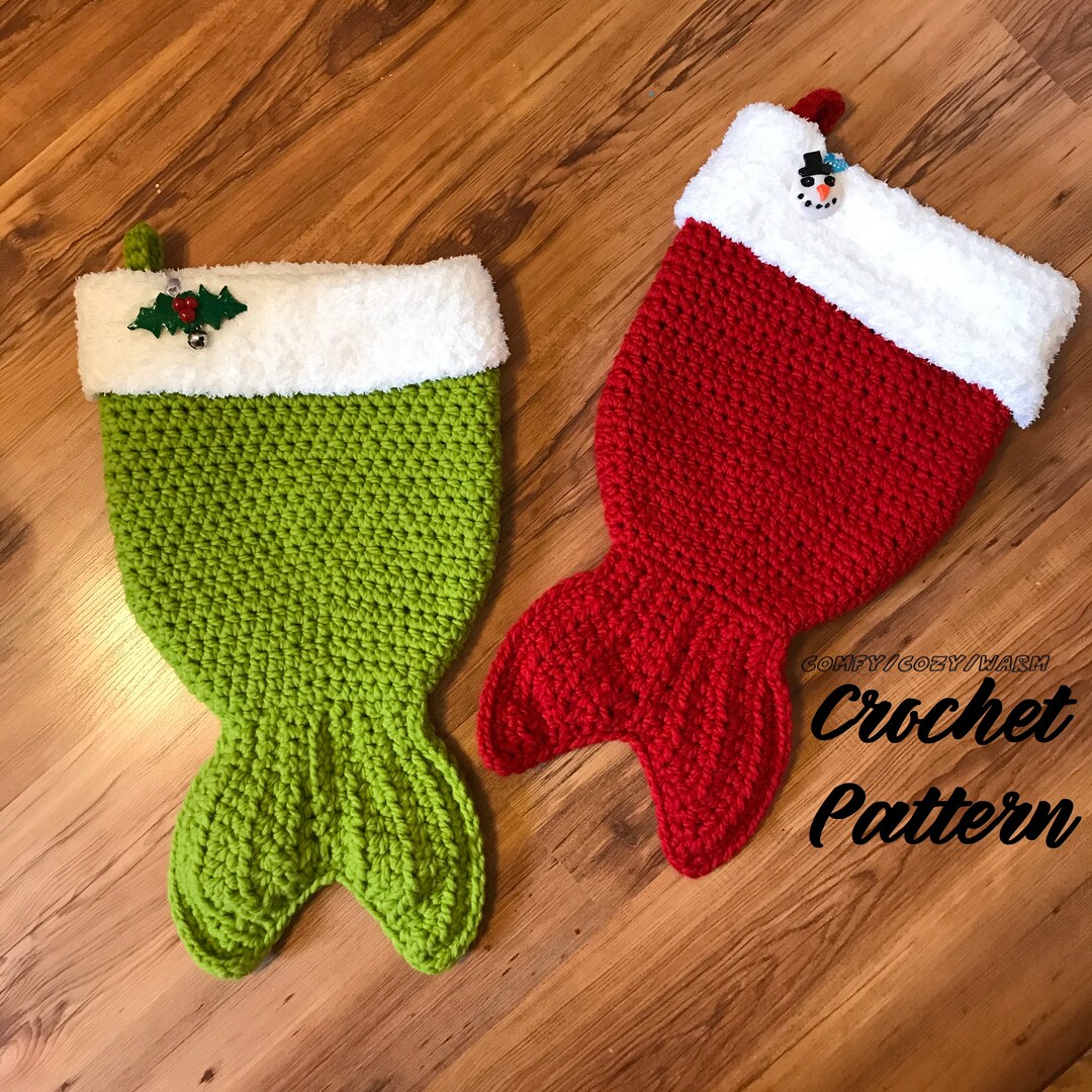 Mermaid Tail Christmas Stocking Crochet PATTERN ONLY - Etsy