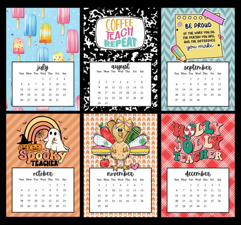 Teacher Desk Calendar: Classroom Decor, July 2025-december 2026 (PDF ...