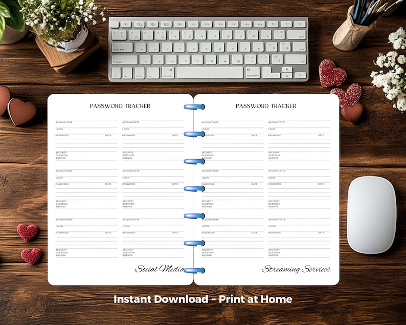 Password Tracker Printable | Digital Download PDF | 4 Sizes Included US ...