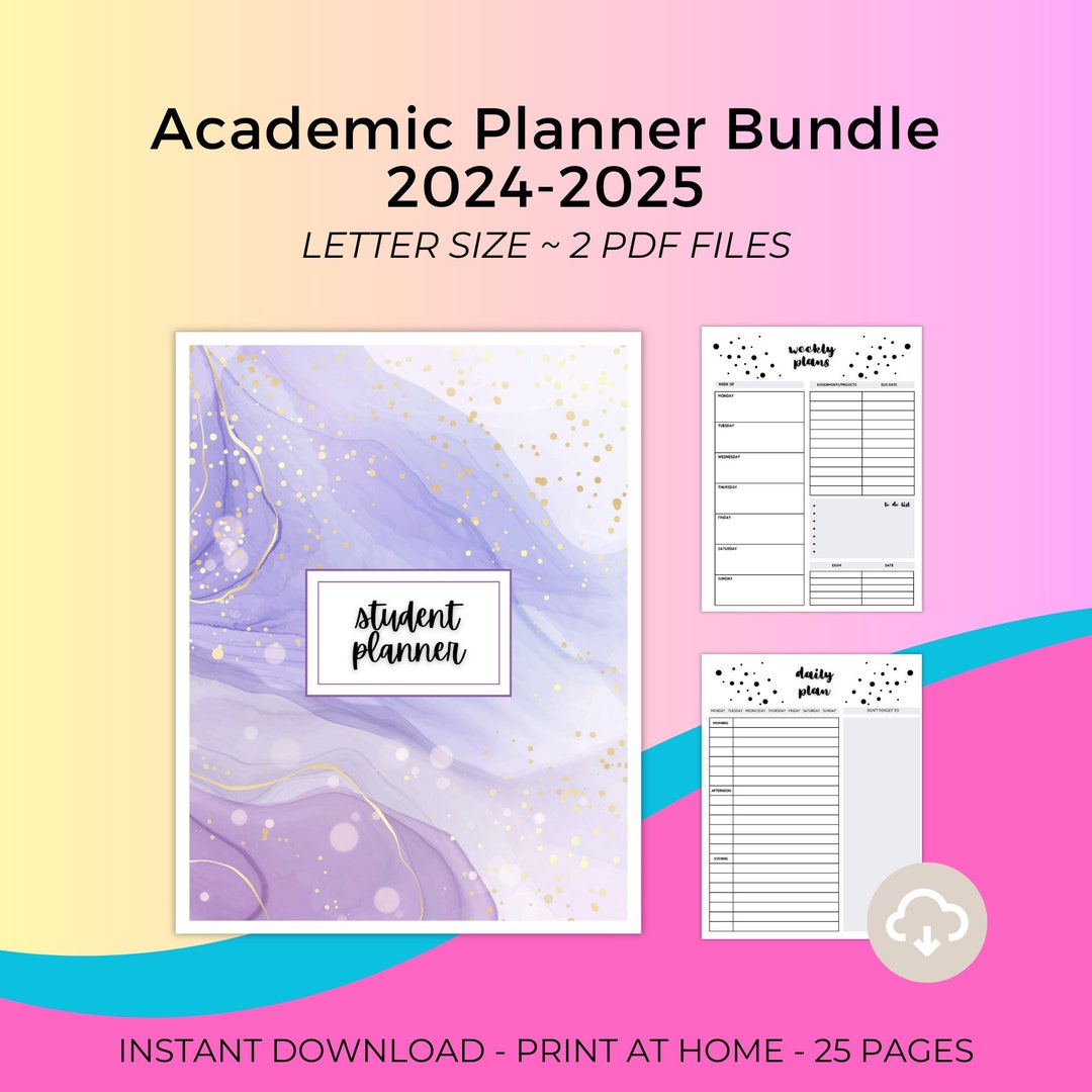 Planificador académico imprimible 2024-25: Carta de EE. UU. (Descarga ...