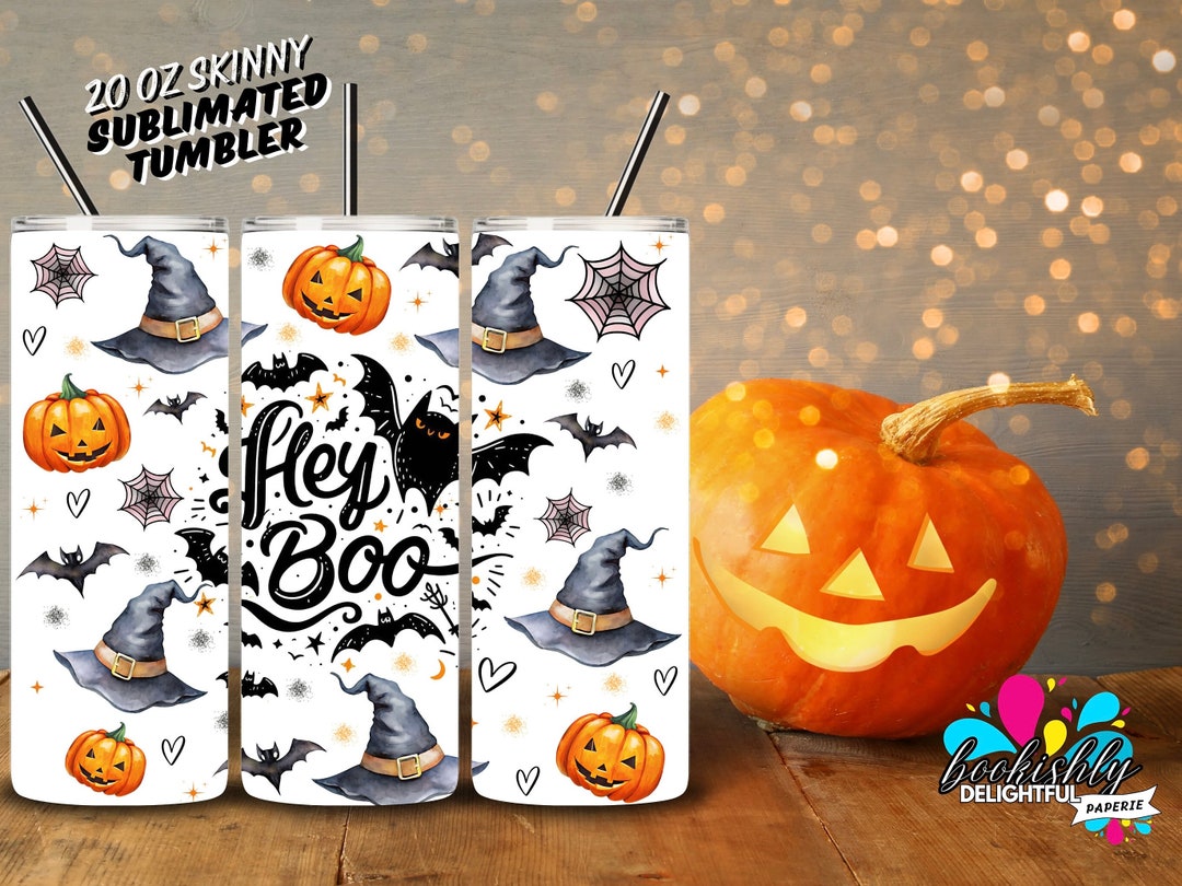Hey Boo Halloween Tumbler: Spooky Ghosts 20oz Skinny Cup - Etsy