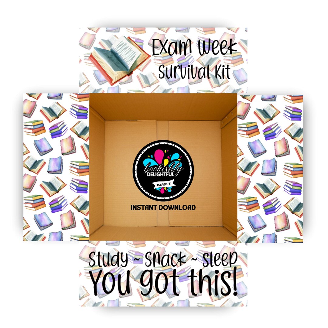 Exam Week Survival Kit Box Labels | College Care Package | USPS Box ...