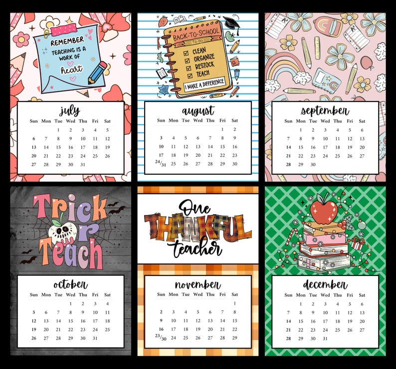 Teacher Desk Calendar: Classroom Decor, July 2025-december 2026 (PDF ...