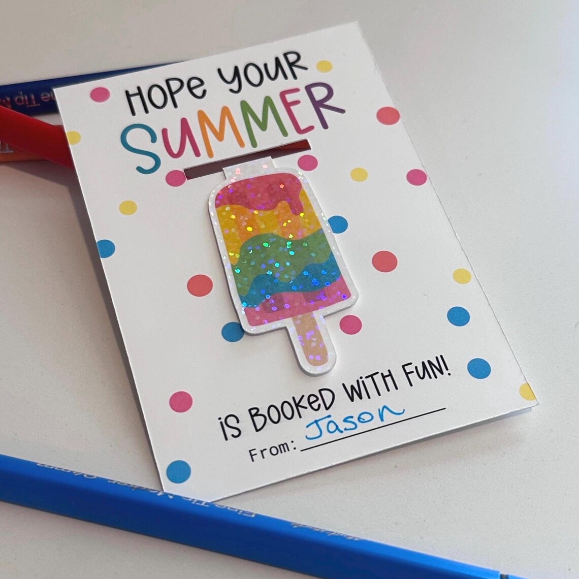 Magnetic Bookmark and Favor Card: End of School Classroom Gift | Summer ...