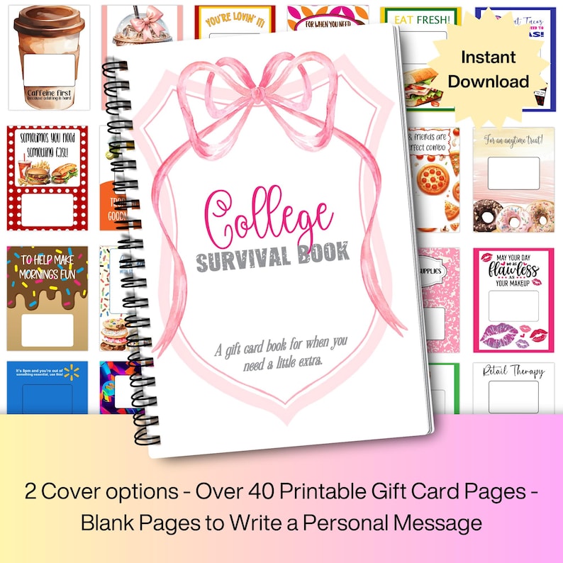 College Survival Gift Card Book | Graduation Gift (printable Download ...