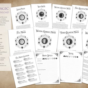 MOON MAGIC, Lunar Magic Sheets for Witches, Book of Shadows (BOS ...